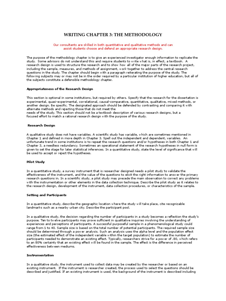 Writing Chapter 3: The Methodology | PDF | Research Design | Root