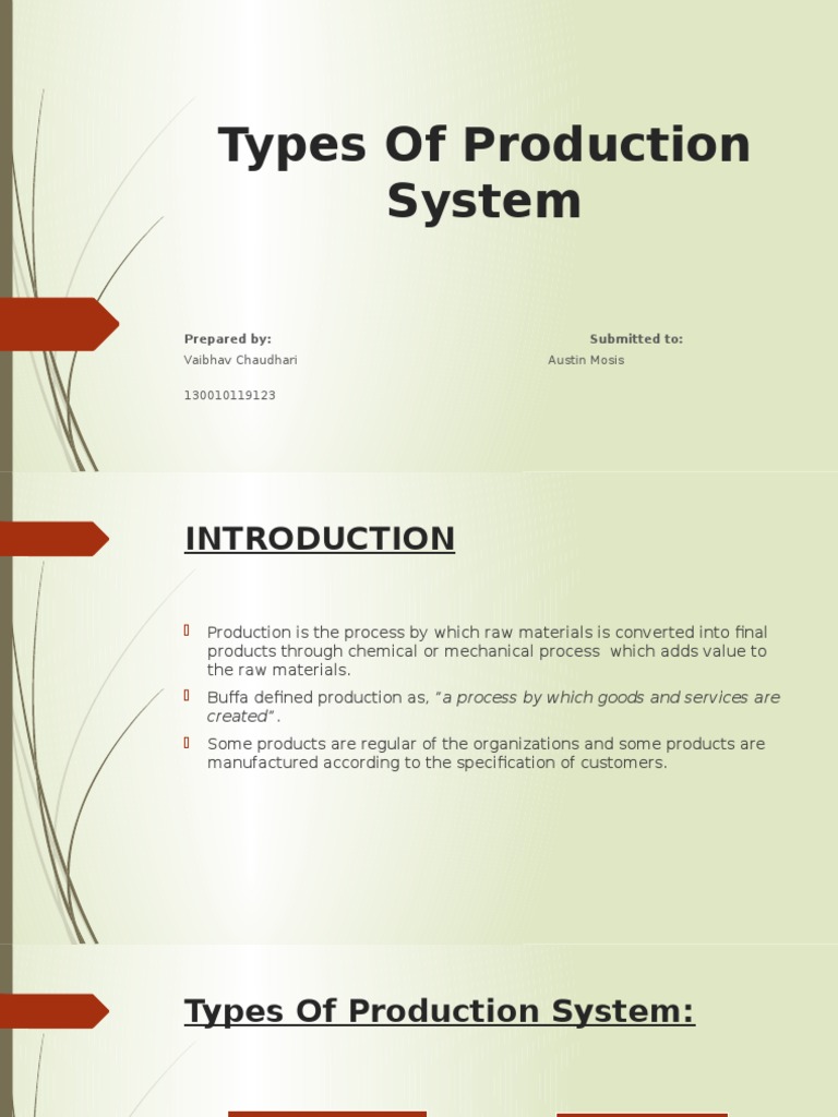 Types of Production System | PDF | Operations Management | Mass Production
