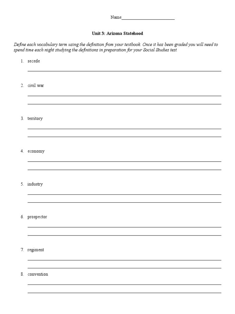 Unit 3: Arizona Statehood | PDF