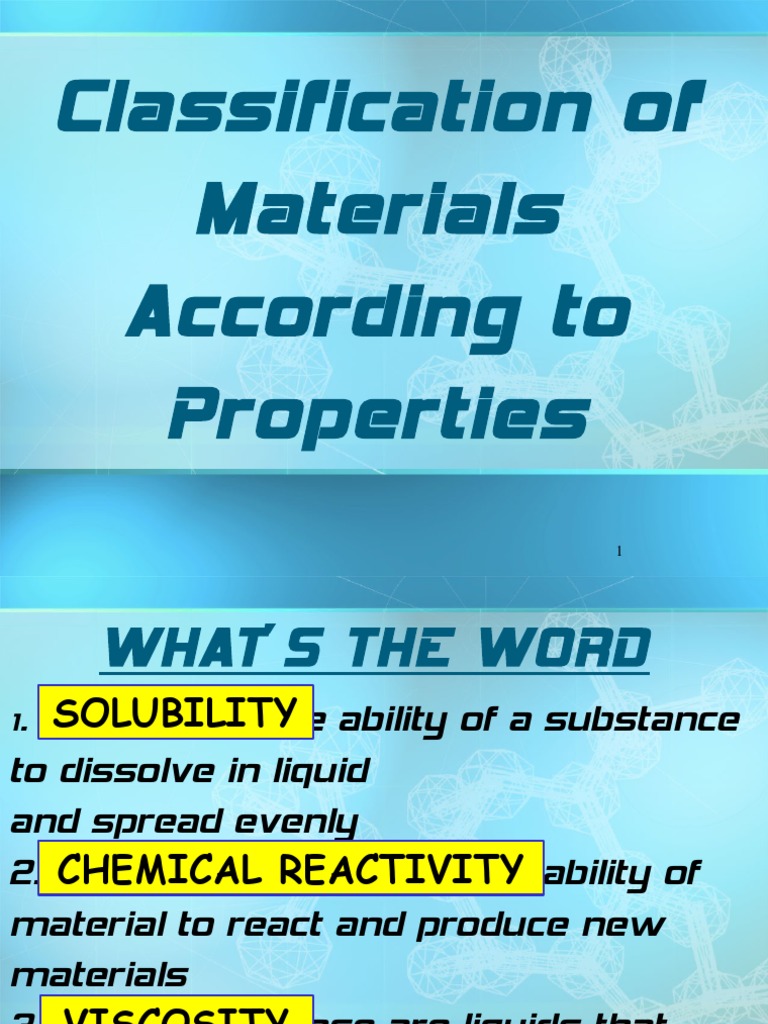 Classification of Materials According To Properties | PDF