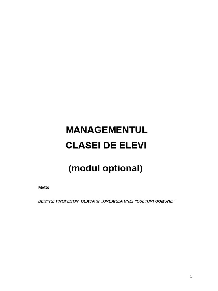 Managementul Clasei | PDF