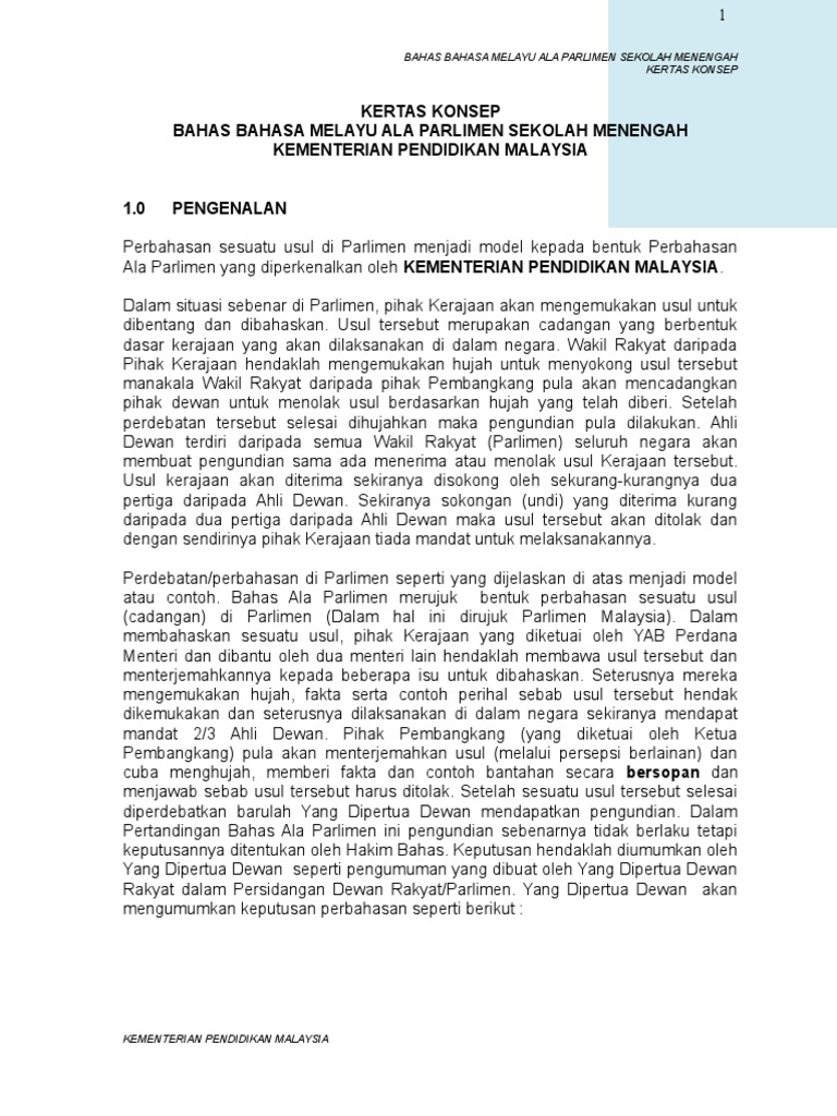 Perbahasan Ala Parlimen Sekolah Menengah | PDF | Hukum