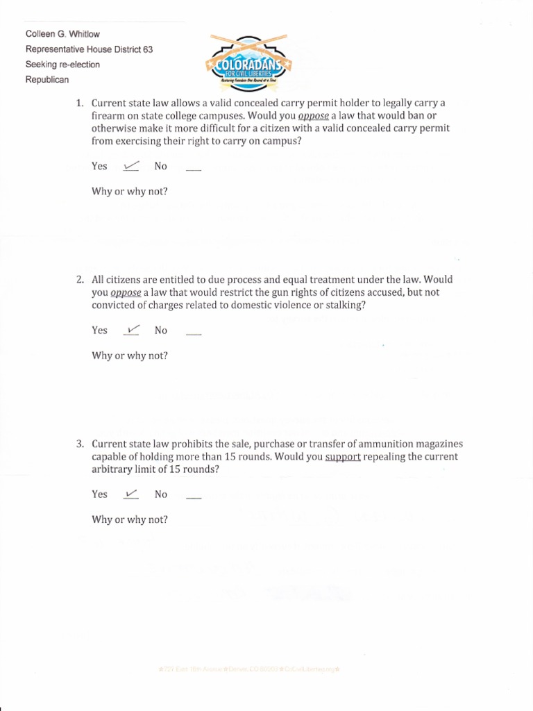 Colleen Whitlow Survey | PDF | Concealed Carry In The United States ...