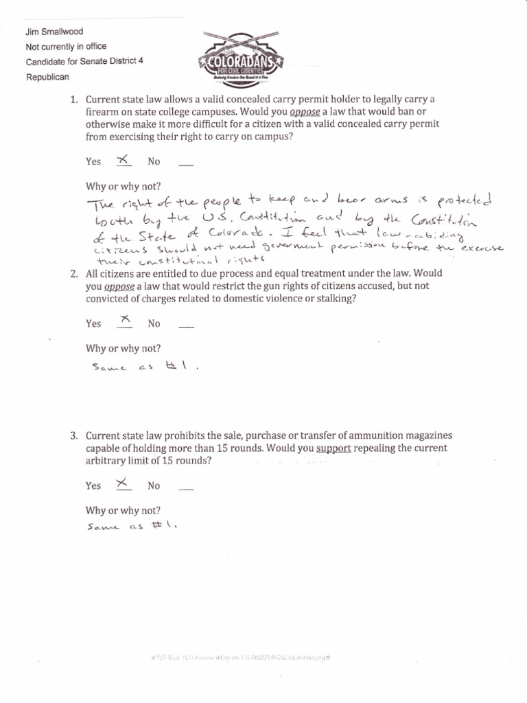 Jim Smallwood Survey | PDF | Concealed Carry In The United States | Gun ...