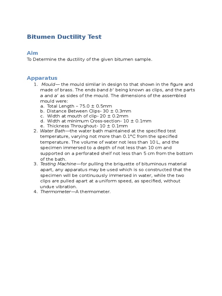 Bitumen Ductility Test | PDF | Asphalt | Fracture