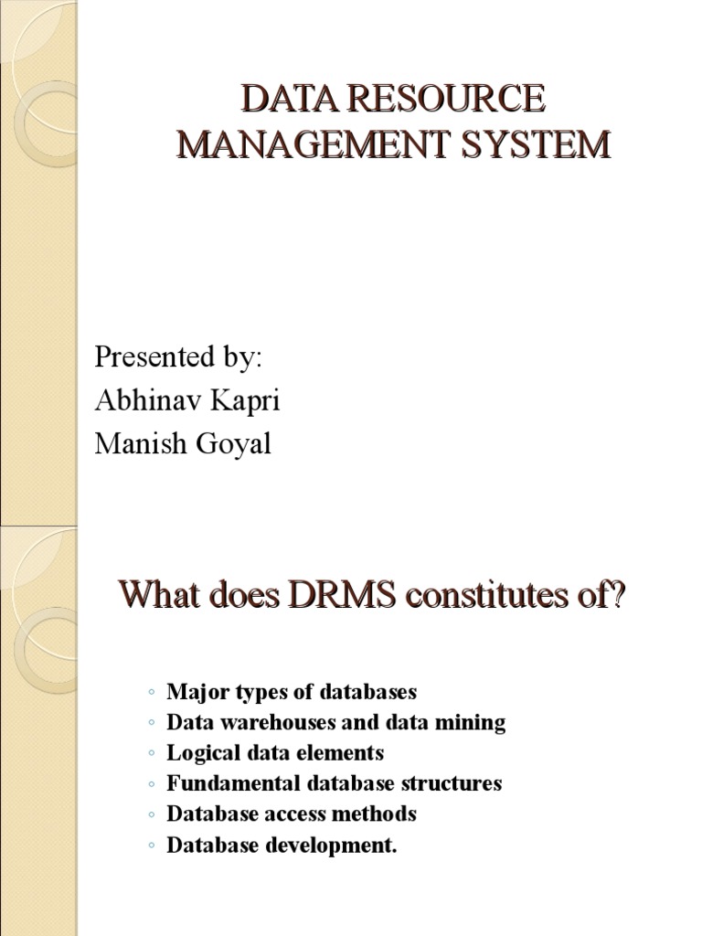 Drms Data Resource Management System Pdf World Wide Web Internet