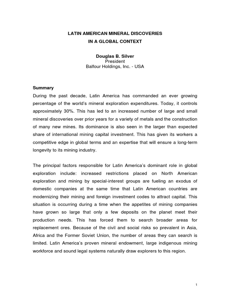 Exploracion en Latinoamaerica | PDF | Mining | Latin America