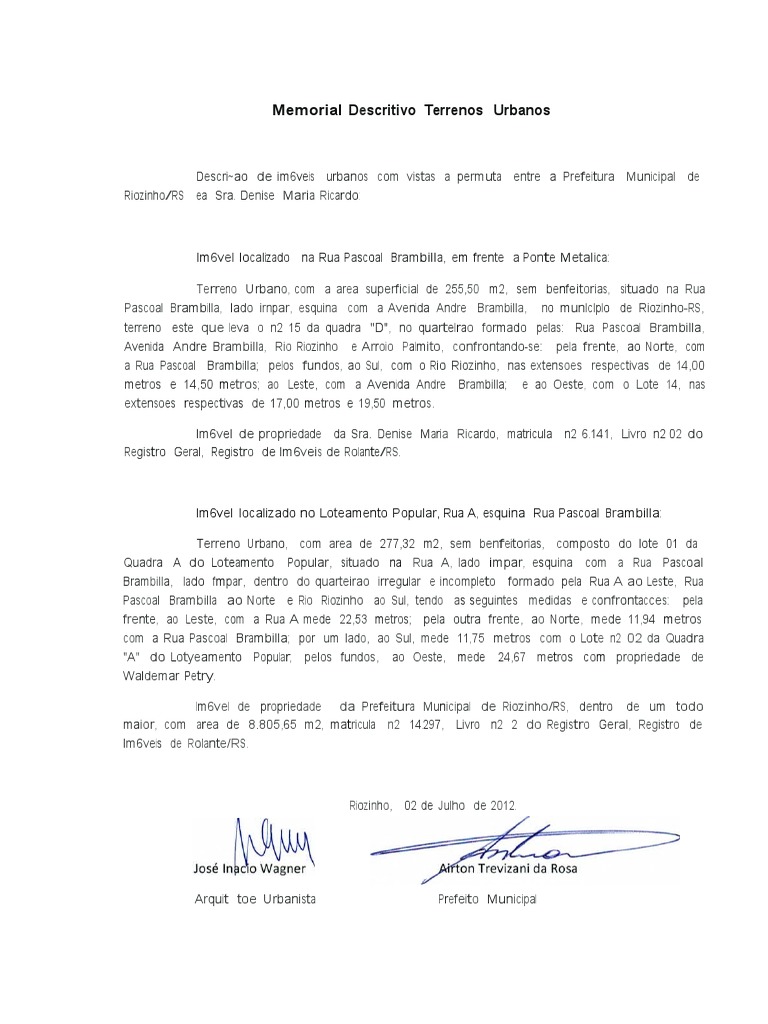 Memorial Descritivo Terrenos Urbanos | PDF | Turismo