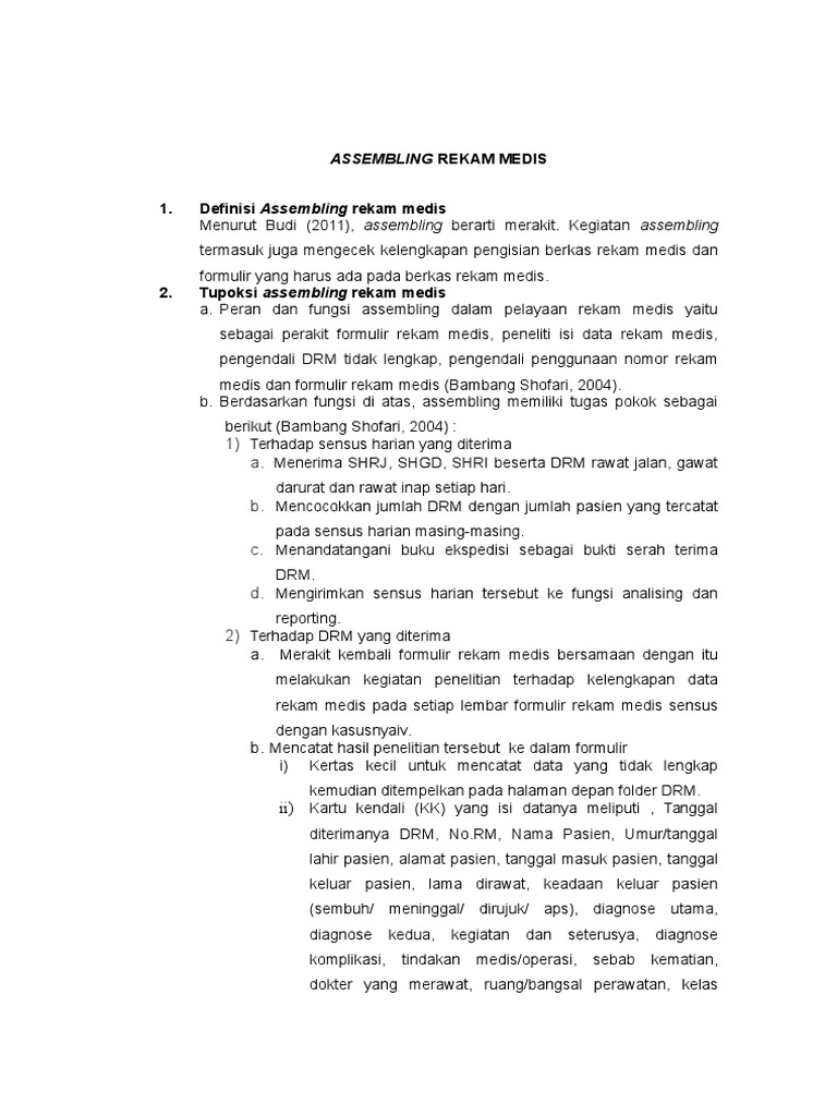 Proses Assembling Rekam Medis | PDF | Sains & Matematika