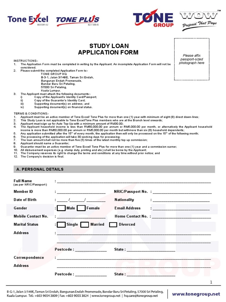 Final Application Form (Study Loan Form) | PDF | Personally ...