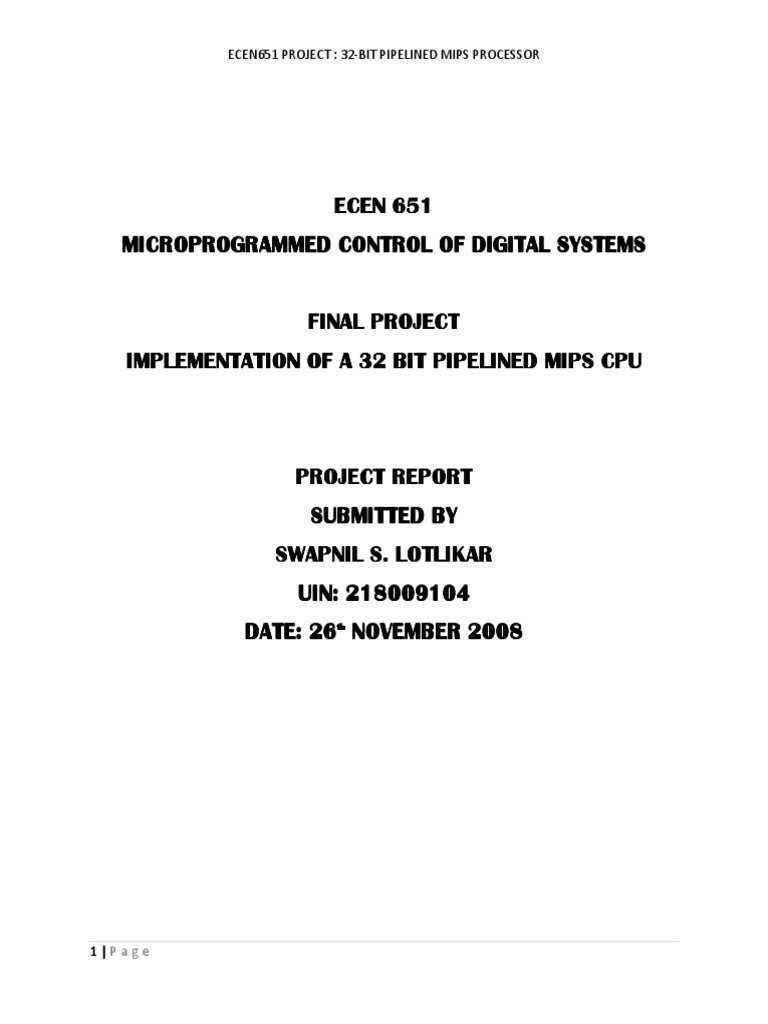 Pipelined Processor Tamu | PDF | Instruction Set | Mips Instruction Set