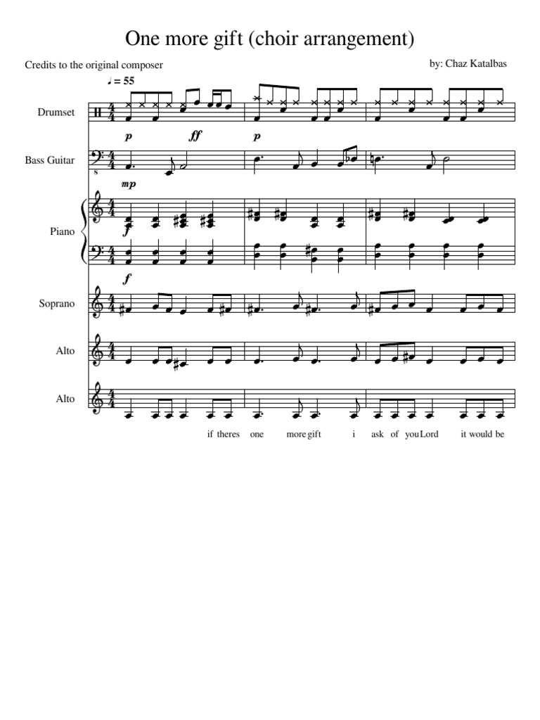 One More Gift Choir Arrangement | PDF | Compositions | Keyboard Instruments