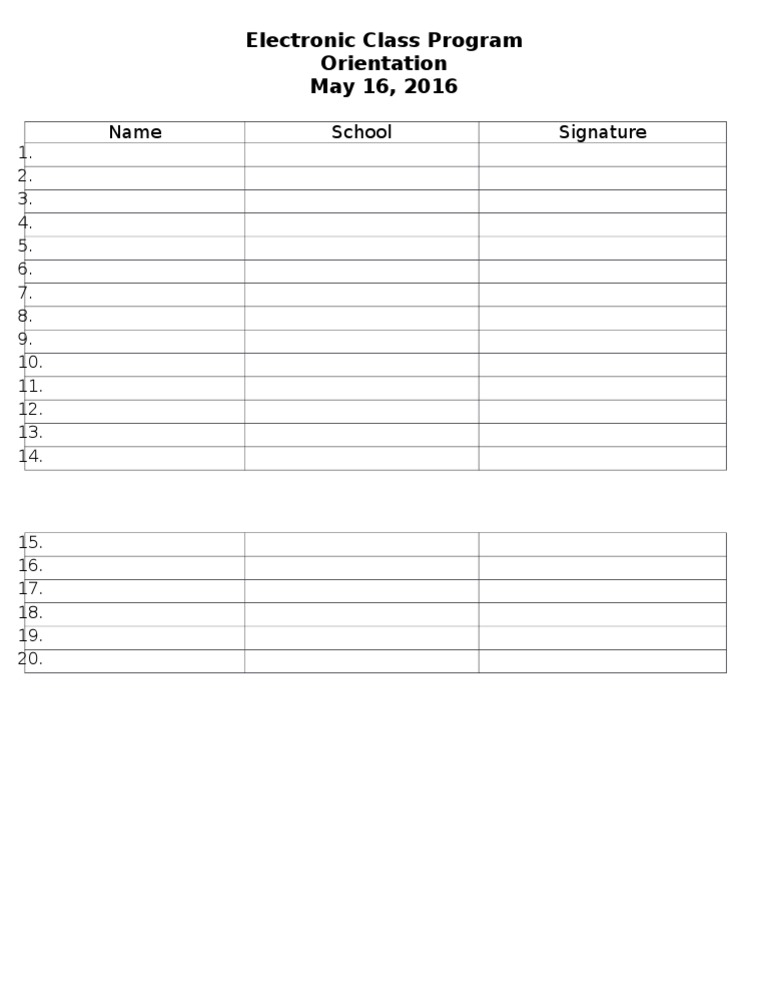 Electronic Class Program Orientation | PDF