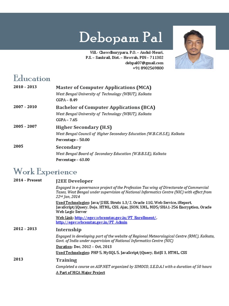Resume of Debopam Pal | PDF | Ajax (Programming) | J Query