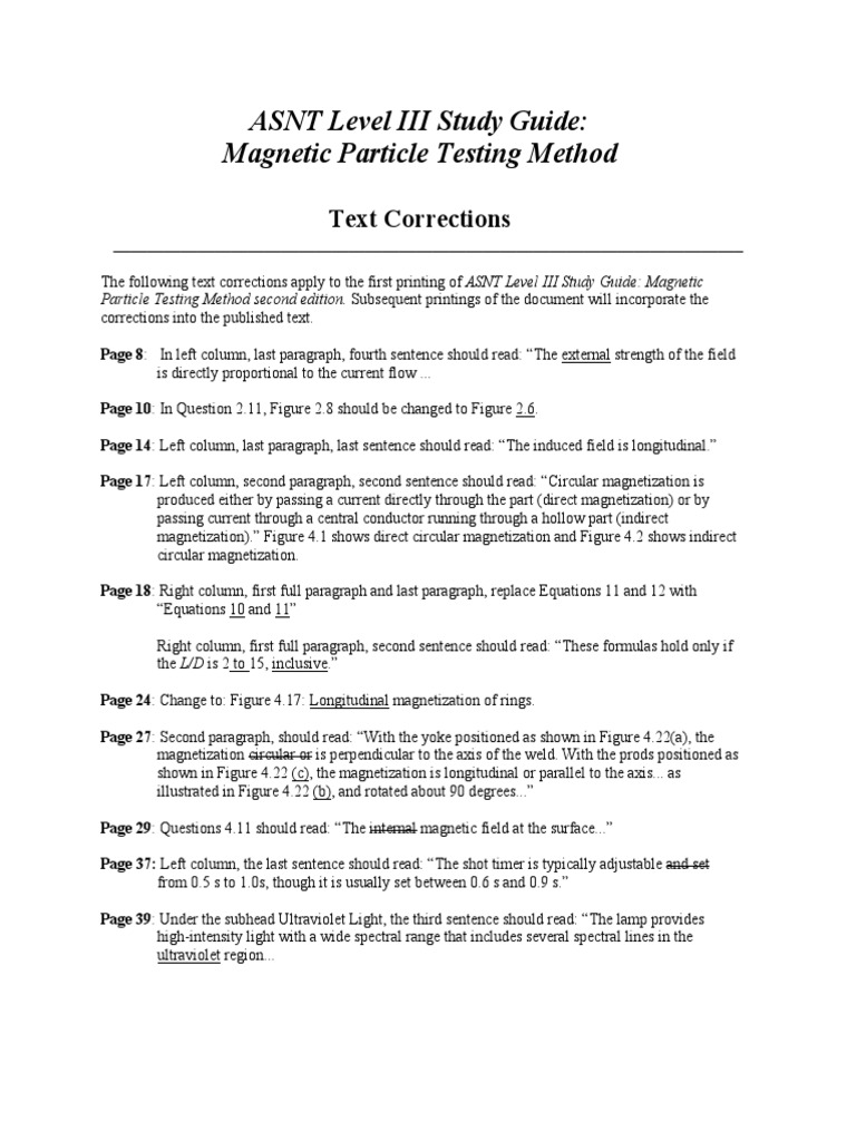 ASNT Level III Study Guide: Magnetic Particle Testing Method | PDF
