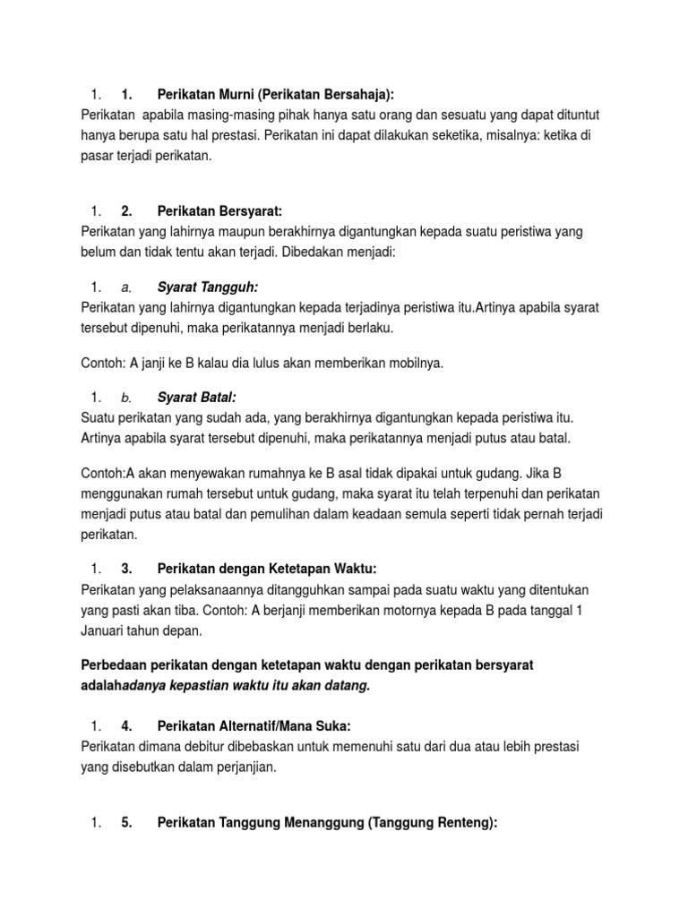 Jenis Jenis Perikatan | PDF