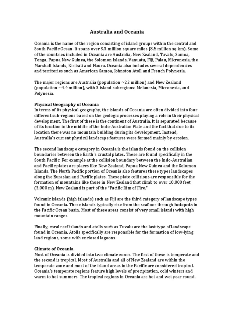 Australia and Oceania Notes | PDF | Oceania | Physical Geography