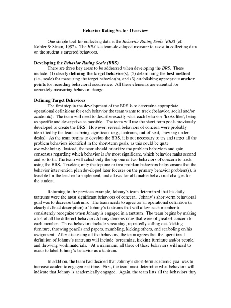 Behavior Rating Scale - Overview | PDF | Measurement | Frequency