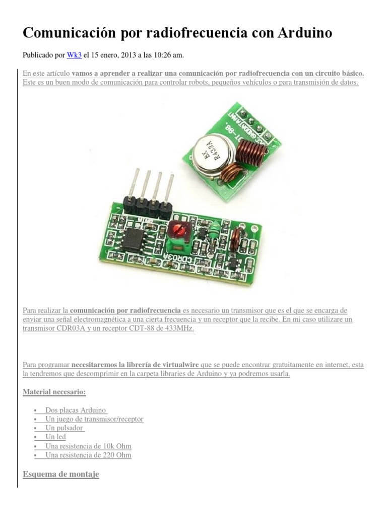 Comunicación Por Radiofrecuencia Con Arduino | Alta frecuencia ...