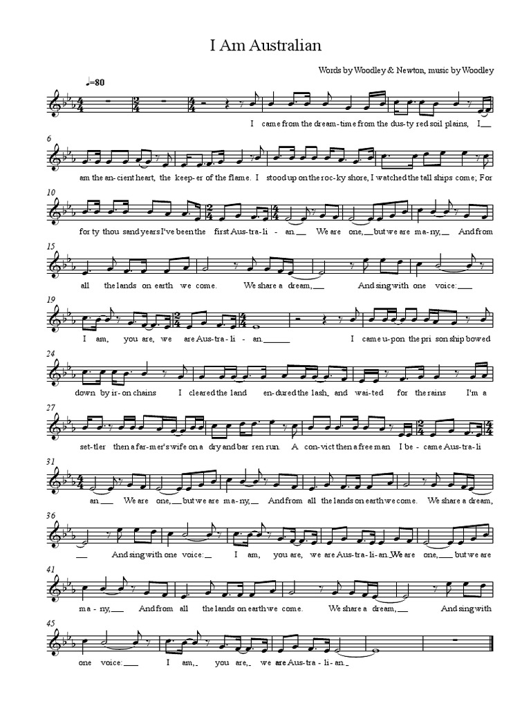 I Am Australian (Vocal Part) | PDF