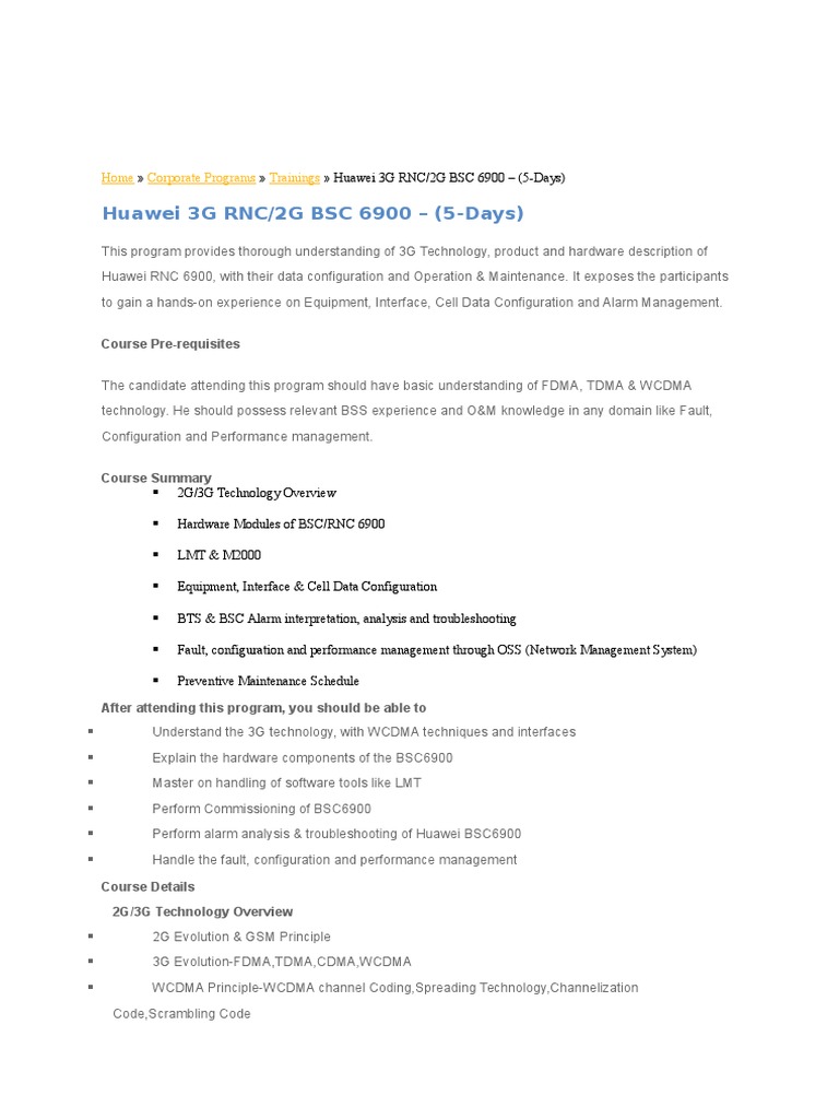 Huawei 3G RNC/2G BSC 6900 Training | PDF