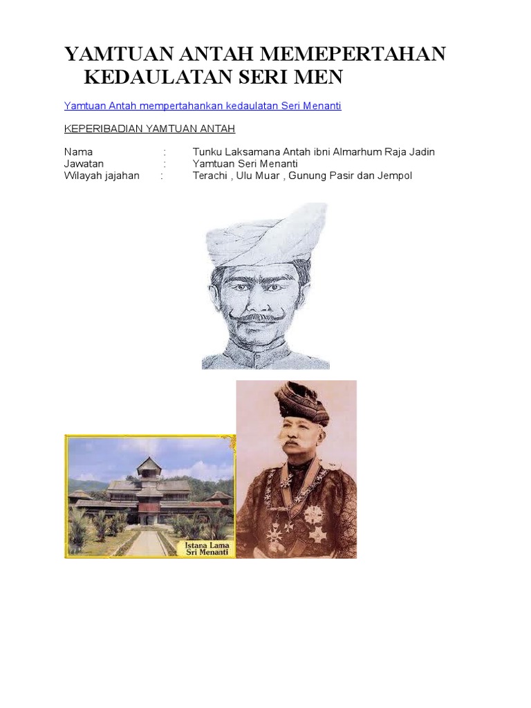 Yamtuan Antah Memepertahan Kedaulatan Seri Men | PDF