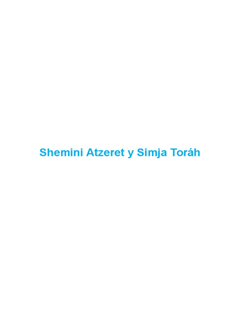 Shemini Atzeret y Simja Toráh | PDF | Mesías | Pascua