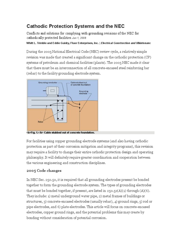 Cathodic Protection Systems and The NEC | PDF | Anode | Corrosion