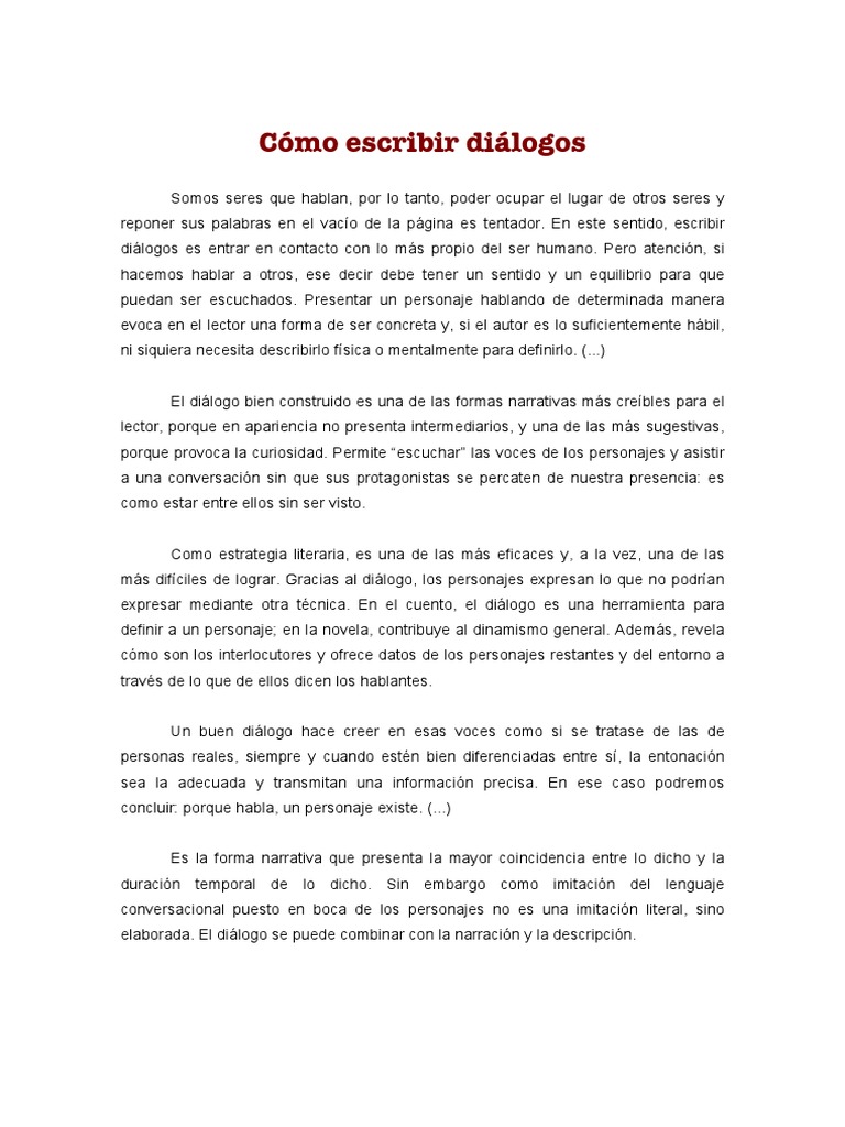 Como Escribir Dialogos | Diálogo | Narrativa