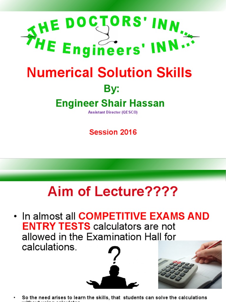 Numerical Skills Lecture Pdf Exponentiation Trigonometric Functions