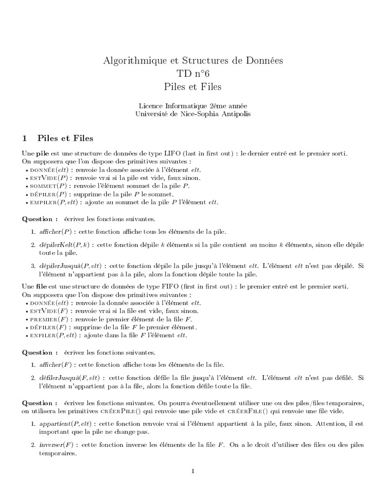 TD6 | PDF | Domaines de l'informatique | Informatique