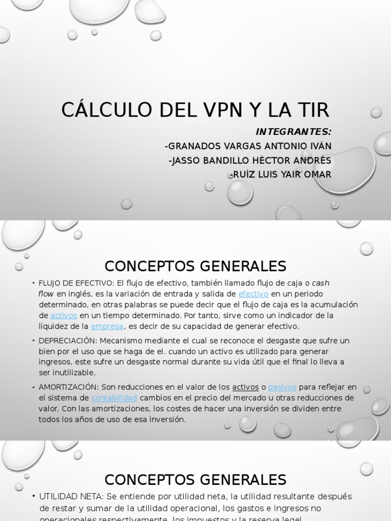 Cálculo Del VPN y La Tir | PDF | Flujo de efectivo | Amortización (Negocio)