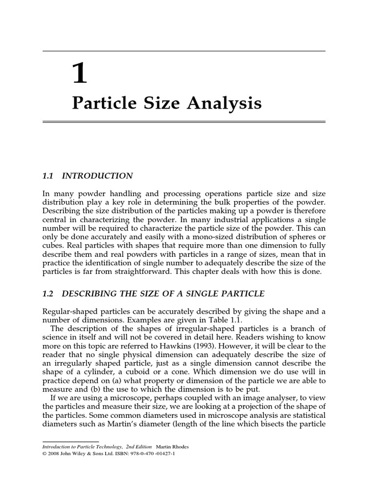 Particle Size Analysis | PDF | Arithmetic Mean | Sphere
