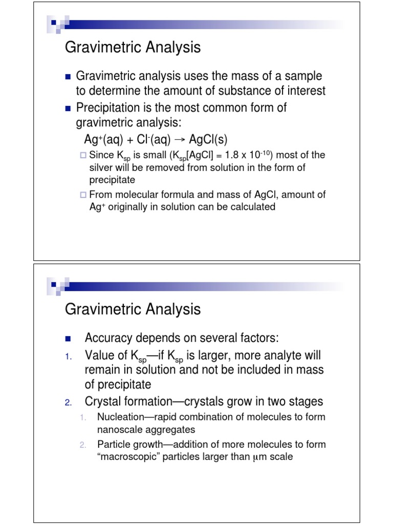 Gravimetric Analysis: SP SP - 10 | PDF | Precipitation (Chemistry ...