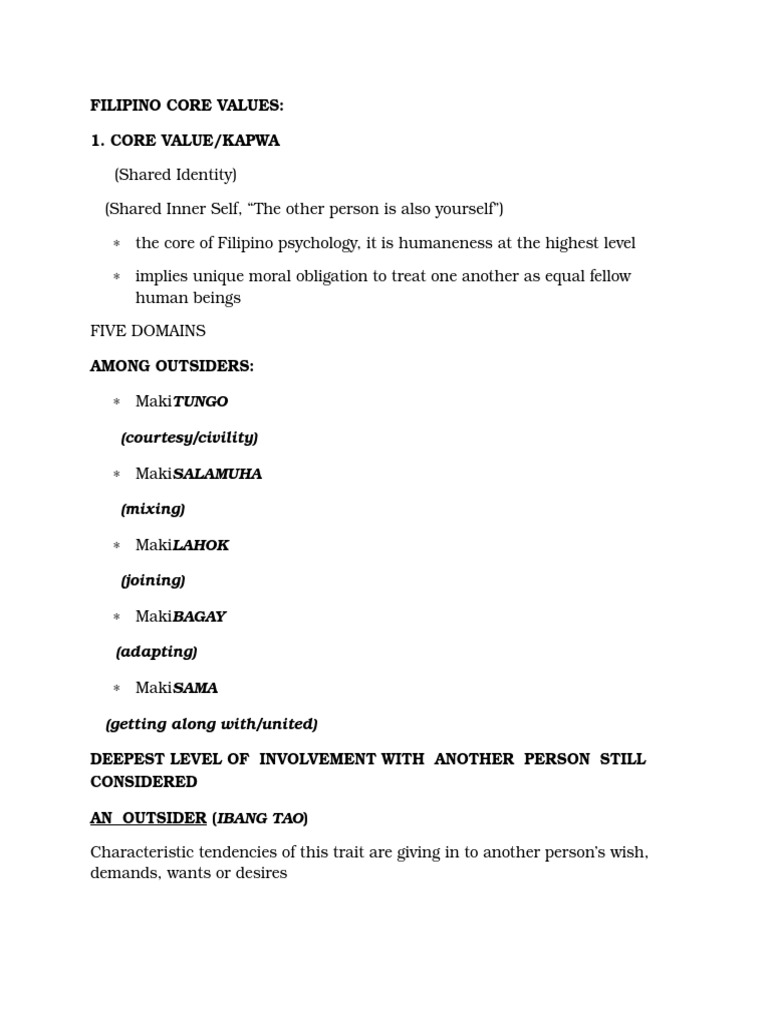 Filipino Core Values | PDF | Loyalty | Value (Ethics)