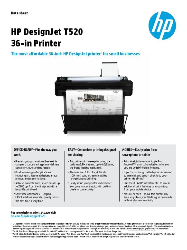 HP Designjet T520 36-In Printer | Download Free PDF | Printer ...