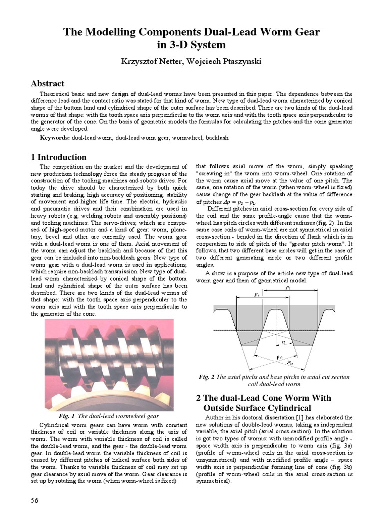 The Modelling Components Dual-Lead Worm Gear in 3-D System: Krzysztof ...