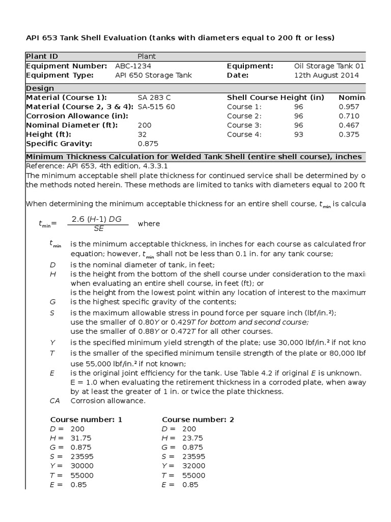 API 653 Tank Shell Evaluation | PDF | Strength Of Materials | Rivet