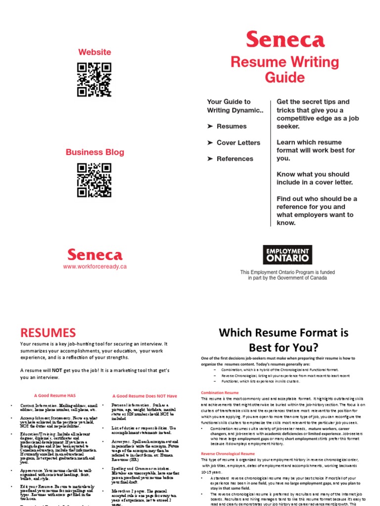 34630.Seneca-Resume Writing Guide PDF | PDF | Résumé | Nature
