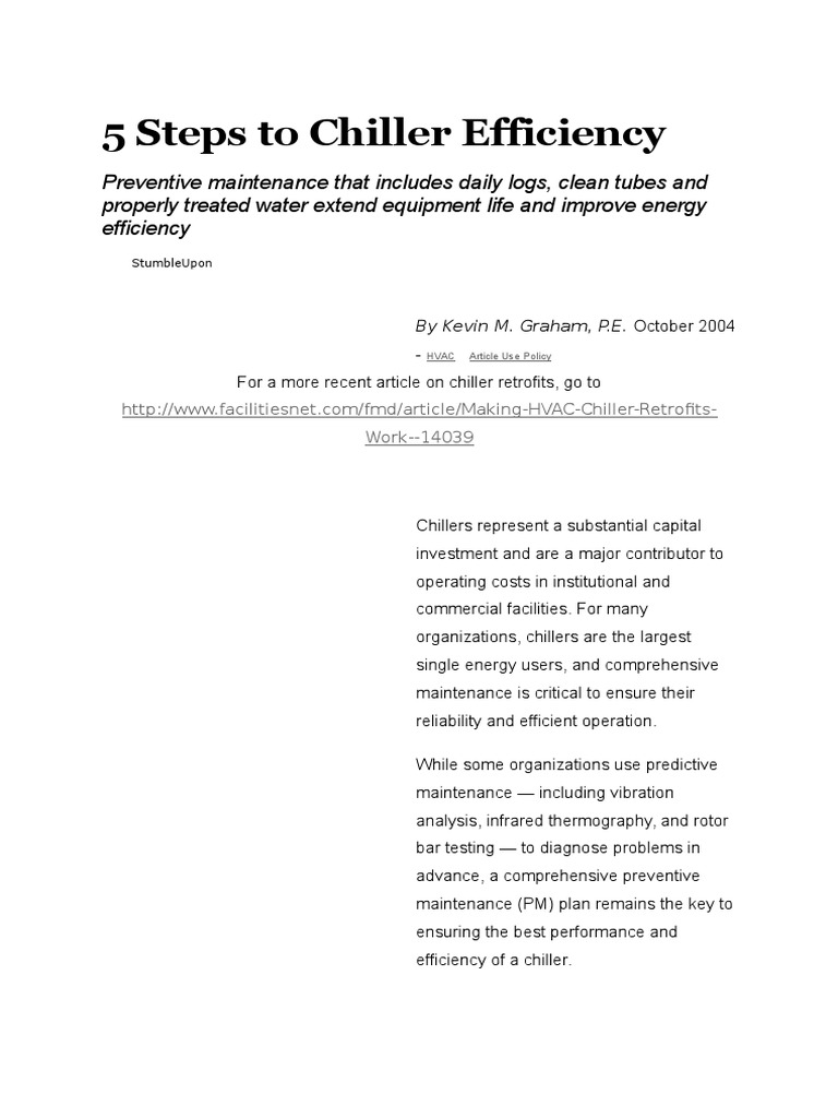 5 Steps To Chiller Efficiency | PDF | Heat Exchanger | Leak