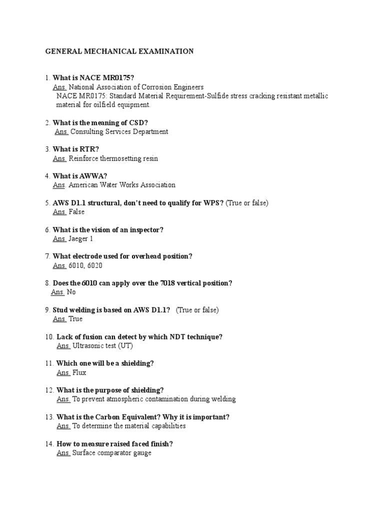Mechanical General Questions | PDF | Welding | Construction
