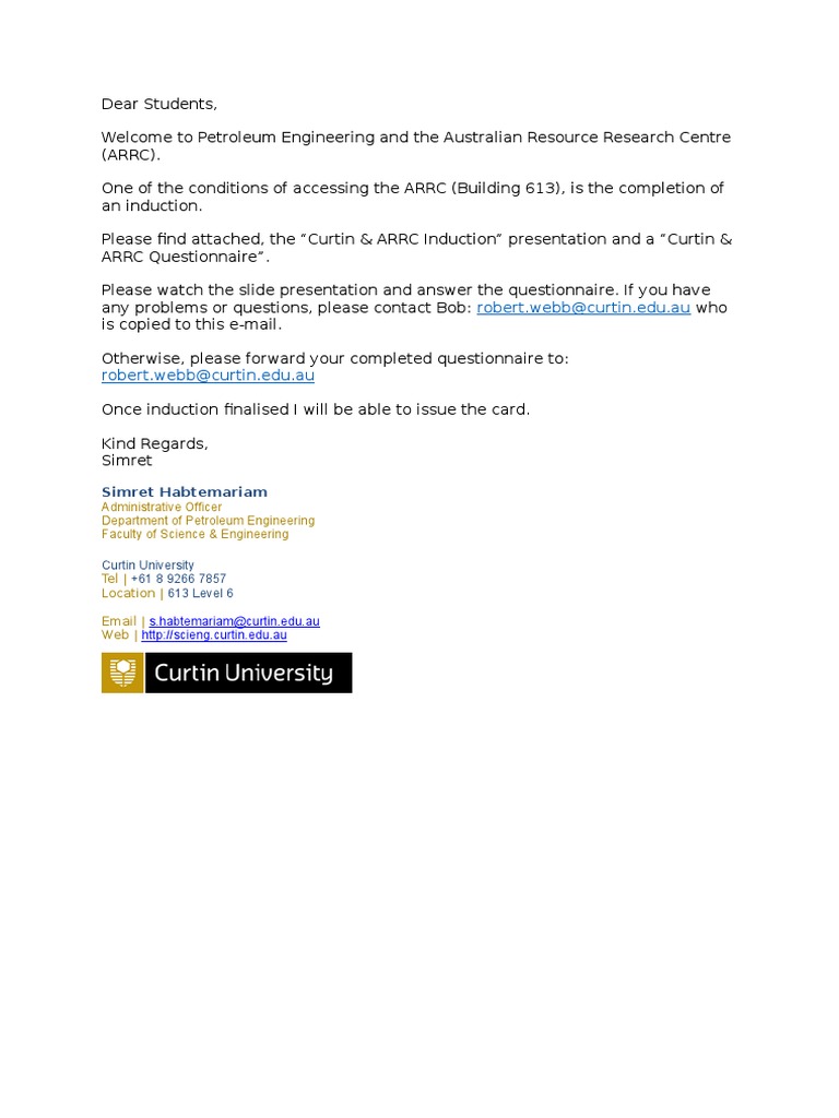 Induction e Mail | PDF | Business | Technology & Engineering