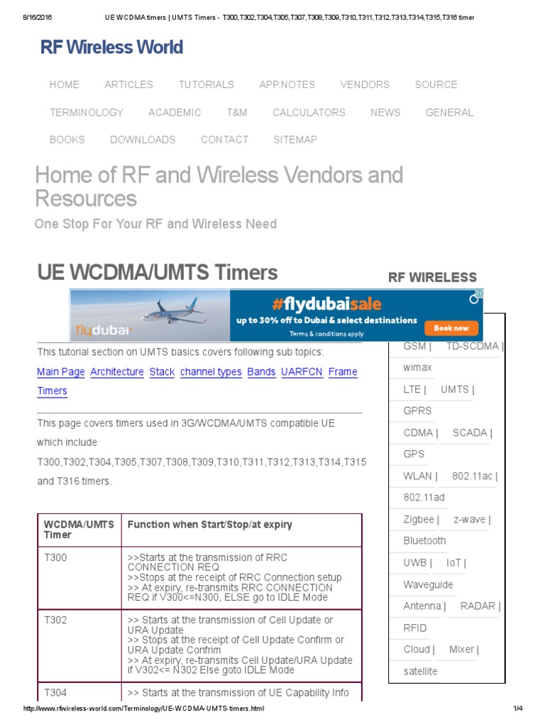 UE WCDMA Timers - UMTS Timers - T300, T302, T304, T305, T307, T308 ...