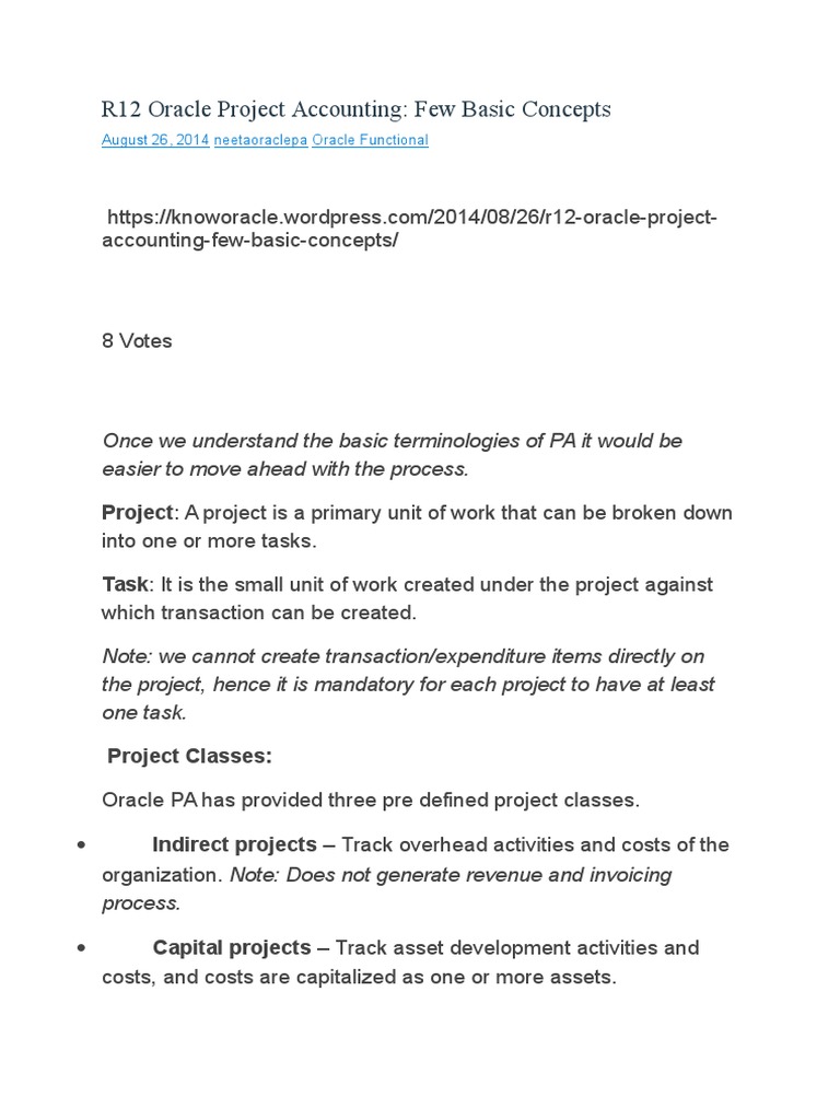 R12 Oracle Project Accounting | PDF | Expense | Cost