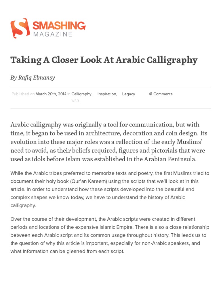 The Arabic Calligraphy History | PDF | Calligraphy | Arabs