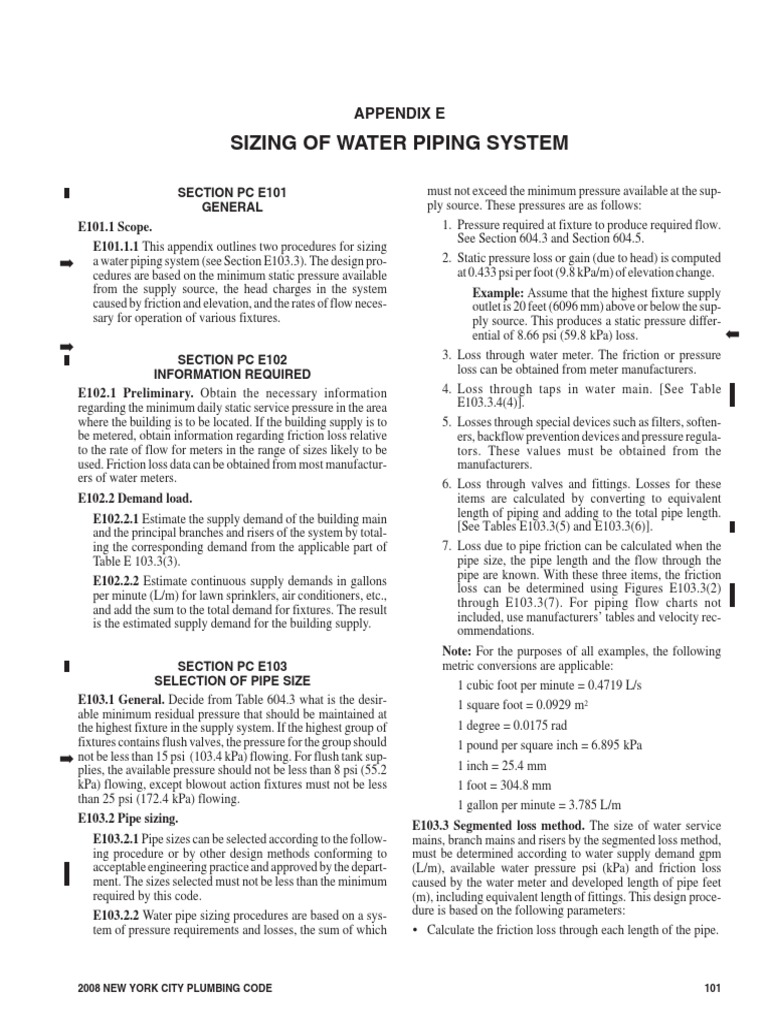 Appendix E - Sizing of Water Piping System | PDF | Tap (Valve) | Water ...