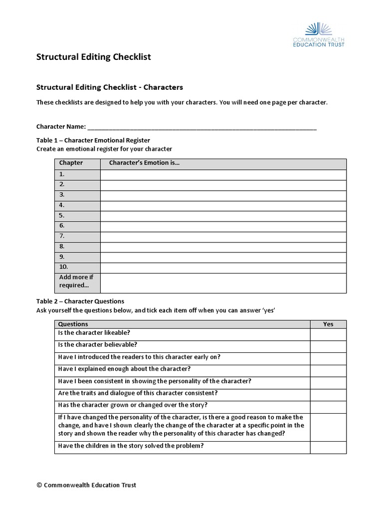 Structural Editing Checklist | PDF