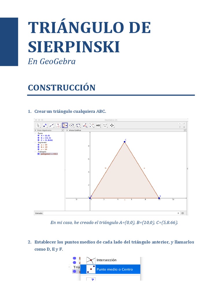 Construcción del Triángulo de Sierpinski en GeoGebra | PDF