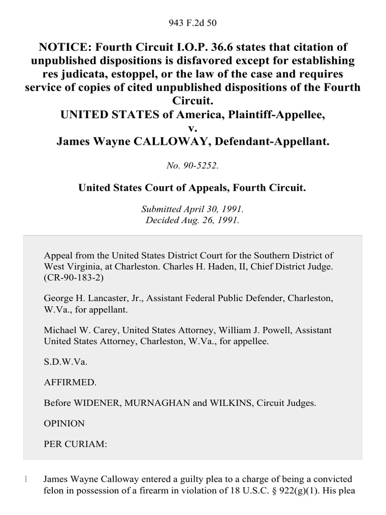 Calloway Firearm Conviction Appeal Affirmed | PDF | Terry Stop ...