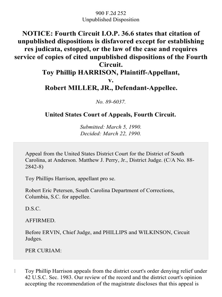 Harrison v. Miller: Appeal Affirmed | PDF | Law